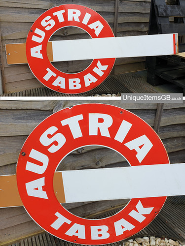 Austria Tabak Porcelain Enamel Sign with a filter-tip cigarette through ...