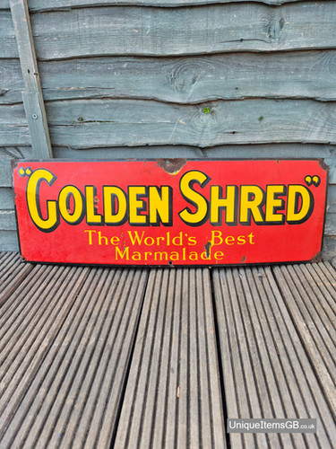 Genuine Early Golden Shred Marmalade Enamel Sign Advertising Sign 30" x ...