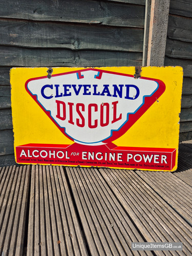 Genuine Early Double Sided CLEVELAND DISCOL Enamel Sign Automobilia 30 ...