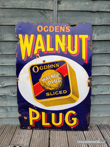 Early Original Ogdens Walnut Plug Enamel Sign Large 36"x24 ...