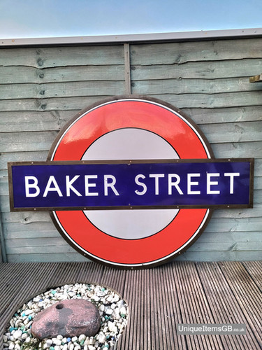 Early London Underground BAKER STREET 60" Roundel Enamel Sign Framed ...