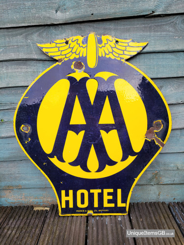 Genuine Double Sided AA HOTEL by Francis &Sons Enamel Sign Automobilia ...