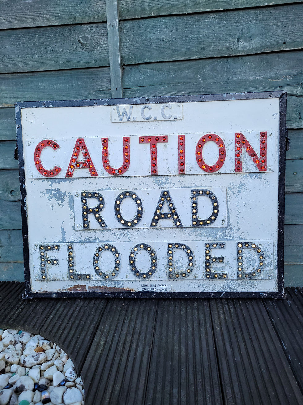 Genuine W.C.C CAUTION ROAD FLOODED Road Sign with glass reflectors 30 ...