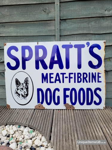 Early Spratts Meat-Fibrine Dog Food Enamel Sign 30" x 20 ...