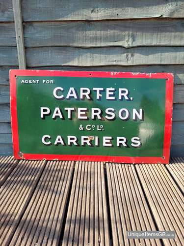Original 1930s CARTER PATERSON Enamel Sign Advertising 31" x 17.7 ...