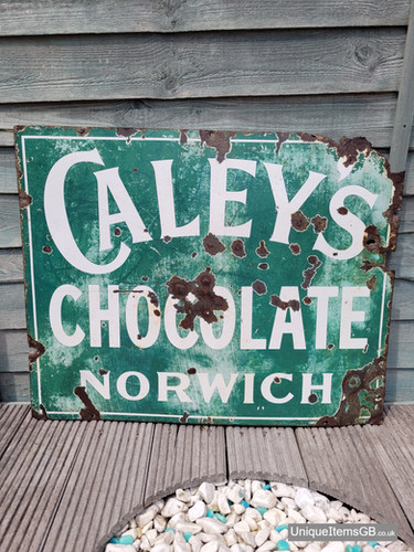 Early Rare CALEYS Chocolate Norwich Enamel Sign Advertising 30.5" x 24 ...