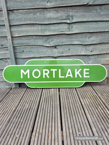 Early Genuine British Railway BR(S) FF Totem MORTLAKE Enamel Sign 36.5 ...