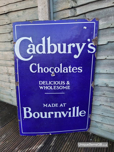Genuine Early CADBURY's CHOCOLATES Enamel Sign Advertising 36" x 24 ...