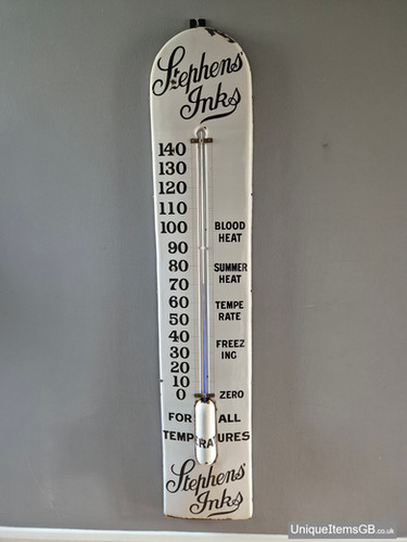 Circa 1911 Advertising Stephens Inks Thermometer Enamel Sign LARGE 61 ...