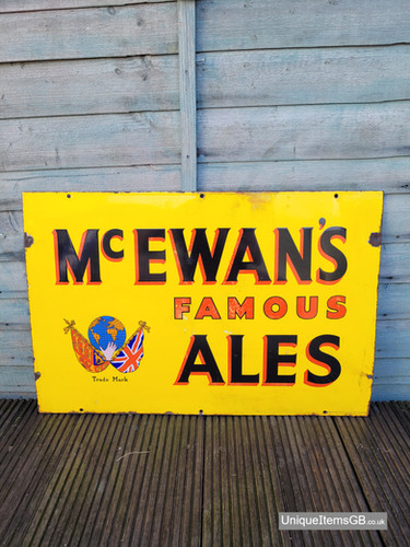 Early Genuine McEWANS FAMOUS ALES Enamel Sign 30" x 20" | UniqueItemsGB ...