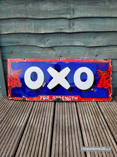 Genuine Early OXO Enamel Sign 30" x 12" | UniqueItemsGB.co.uk