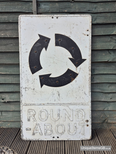PreWarboys HUGE ROUND ABOUT Road Sign 42" x 24" | UniqueItemsGB.co.uk