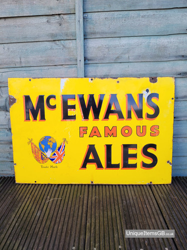 Early Genuine McEWANS FAMOUS ALES Enamel Sign 30" x 20" | UniqueItemsGB ...