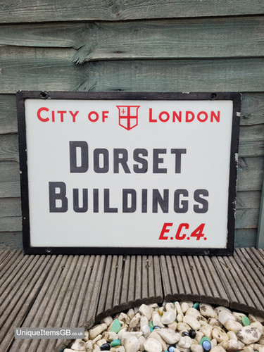 Genuine 1910s City of London DORSET BUILDINGS E.C.4. Opal Glass Street ...