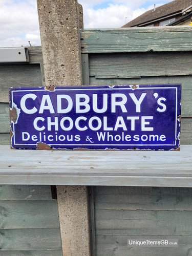 Genuine Early CADBURY's CHOCOLATES Enamel Sign Advertising 17.5" x 7 ...