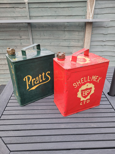 Pair of Vintage Shell Mex and Pratts Petrol Cans | UniqueItemsGB.co.uk