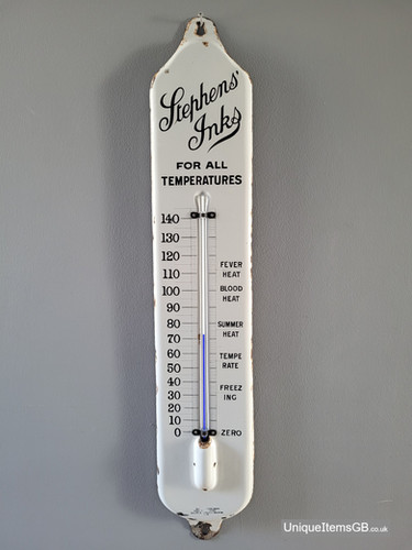 Early 1902 Advertising Enamel Thermometer Sign Stephens Inks 36.5" x 7 ...