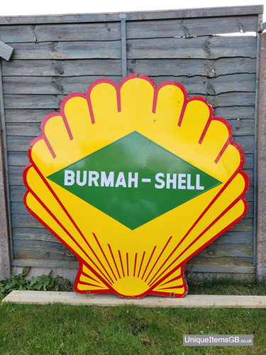 Early Burmah Shell Enamel Sign LARGE 60" x 60" | UniqueItemsGB.co.uk