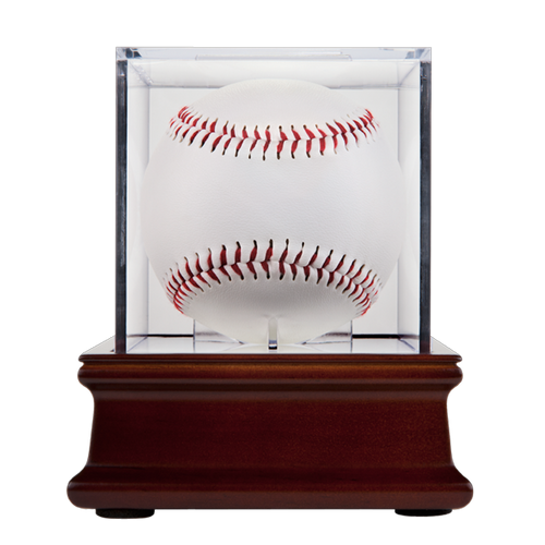 WOOD BASE UV GRANDSTAND BASEBALL DISPLAY | BallQube