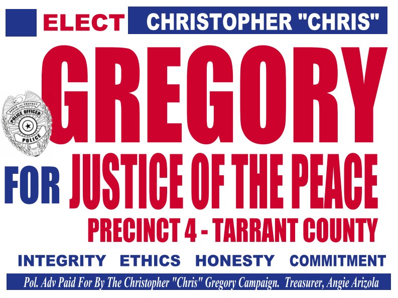 Christopher "Chris" Gregory, Justice of the Peace, Precinct 4, Tarrant