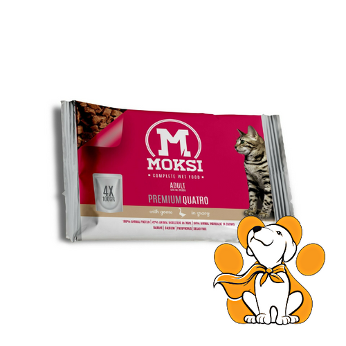 Moksi Premium Quatro Adult Cat All Breeds Goose 4x100g
