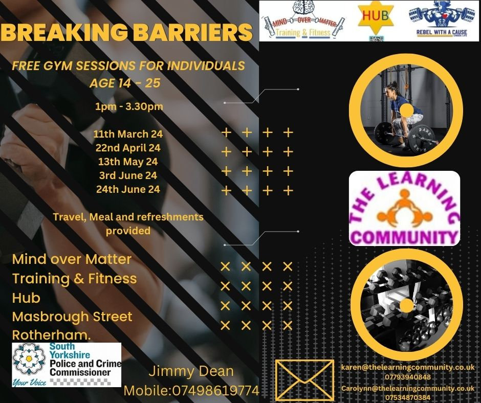 Free Gym sessions with The Learning Community and Mind Over Matter Gym ...