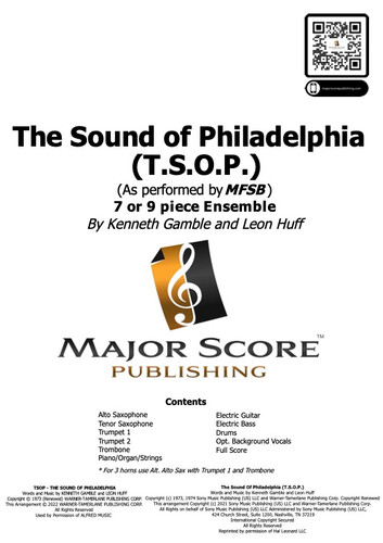 The Sound of Philadelphia (TSOP) Band chart | Major Score Pub.
