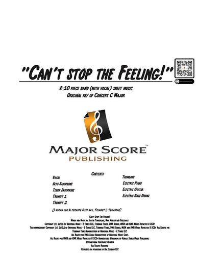 Can't Stop the Feeling Vocal Chart | Singer & Horn Chart