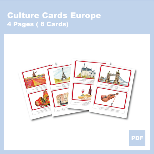 Culture Cards Continent Flashcards Europe | Themontessoricompany