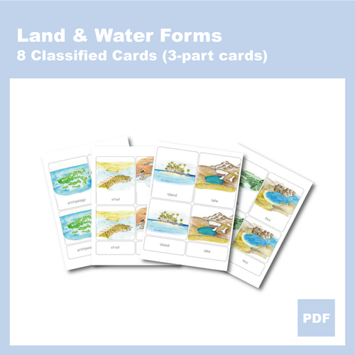 3 PART CARDS: LAND AND WATER FORMS | Themontessoricompany