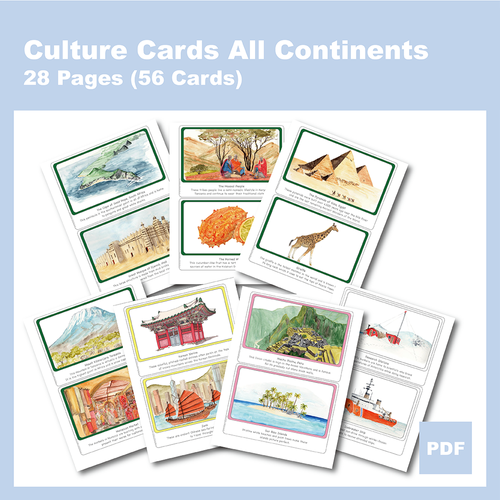 Culture Cards Continent Flashcards All Continents 56 Cards ...