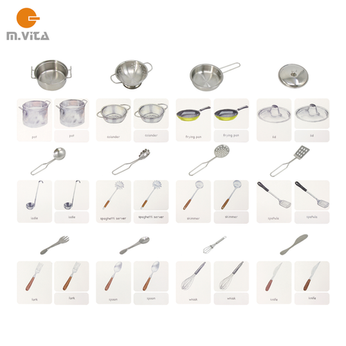 Montessori Three-Part Cards with Matching Objects Kitchen | M.Vita ...