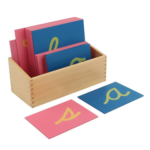 Montessori Sandpaper Letters with Wooden Box (Lowercase Cursive ...