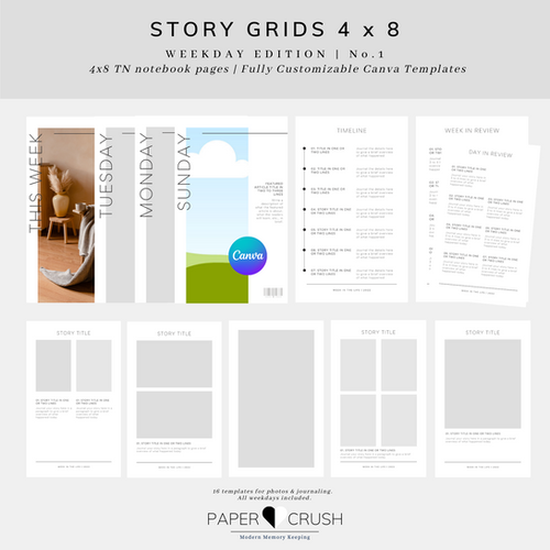 STORY GRIDS 4x8 | Weekday Edition No.1 | Paper Crush Design