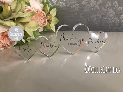Personalised Heart Family - Clear | Dollie Graphics