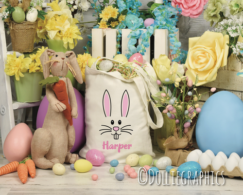 Personalised Pink Bunny Easter Bag | Dollie Graphics