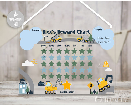 Personalised Balloon Digger Reward Chart | Dollie Graphics