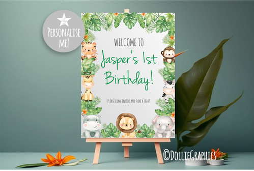 Personalised Jungle Welcome Party Sign | Dollie Graphics