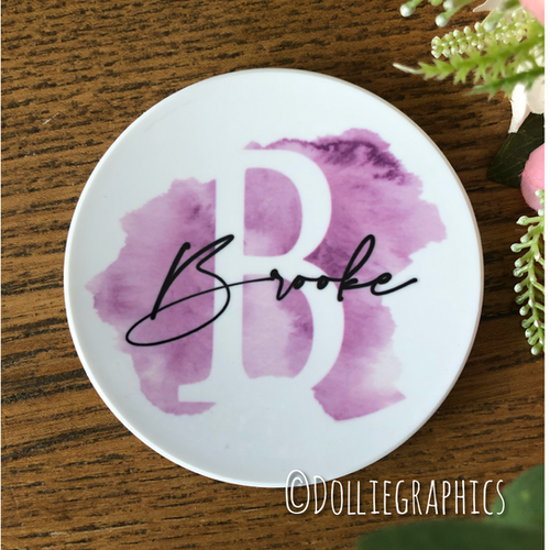 Personalised Watercolour Coaster with Initial & Name | Dollie Graphics