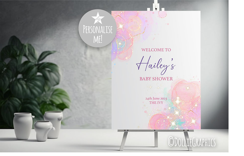 Personalised Watercolour Welcome Party Sign - Multi | Dollie Graphics