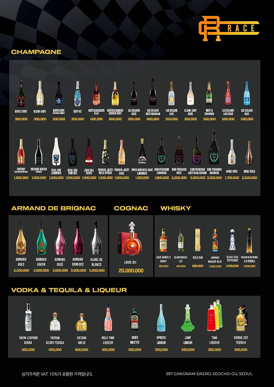 Bottle Menu | Club Race