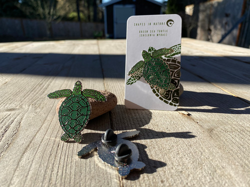 Green Sea Turtle Hard Enamel Pin | Shapes In Nature