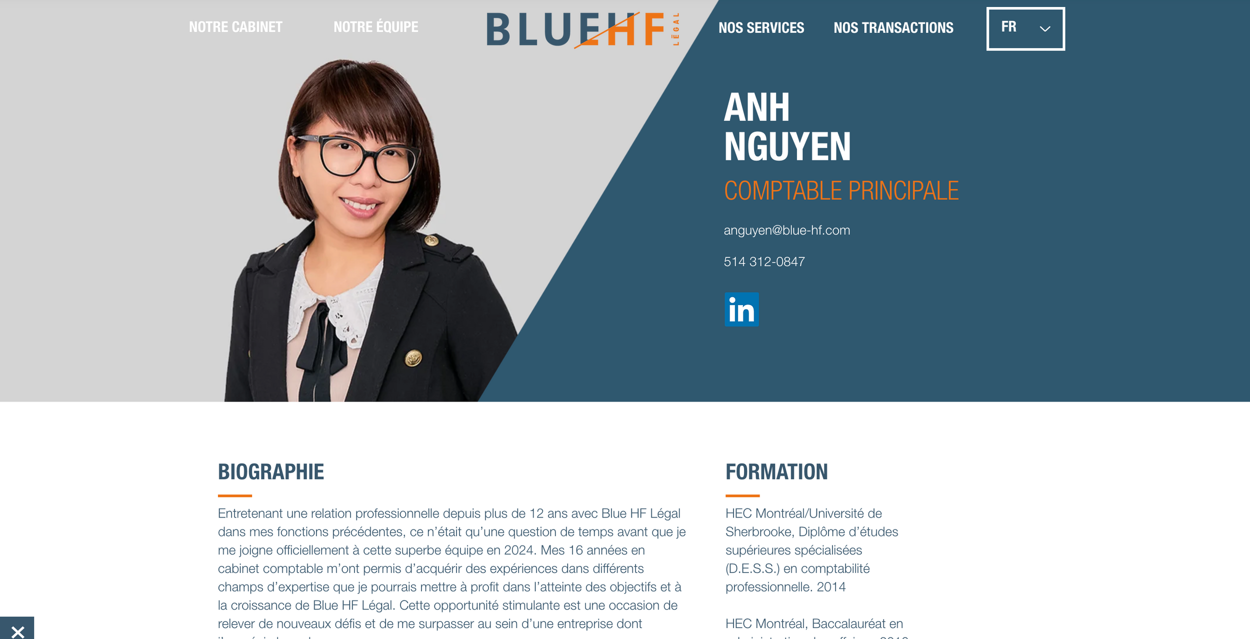 Anh Nguyen | Comptable principale à Montréal | Blue HF Légal