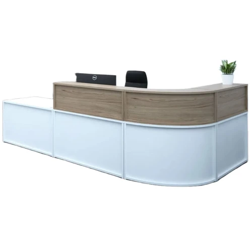 Curved White Reception Desk – Modern Office Front Desk & Welcome Counter
