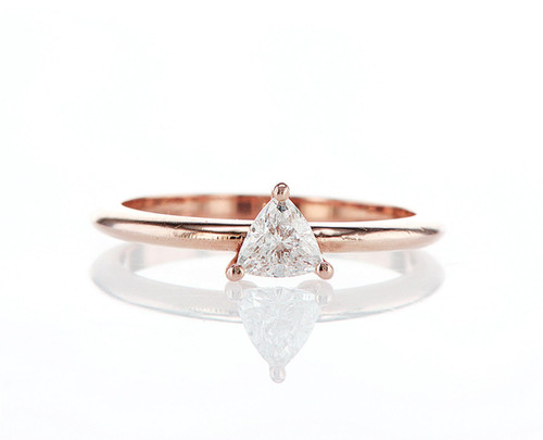 Triangle diamond little finger ring | MEY JEWELRY