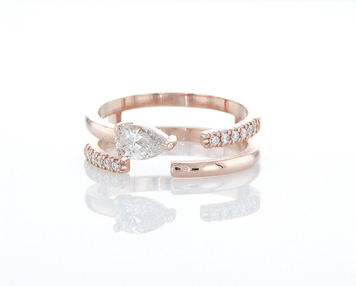 Marin -Double ring pear shaped diamond ring | MEY JEWELRY