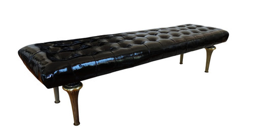 Mid-Century Black Vinyl Bench | brileysofaustin