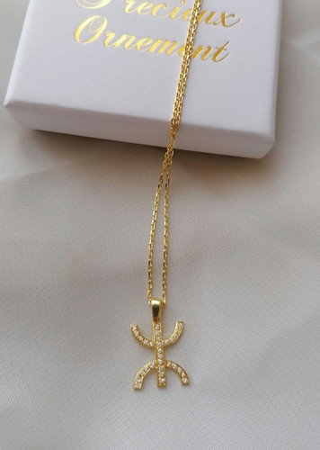 Collier amazigh ⵣ en strass incrusté | MonPrecieuxOrnement