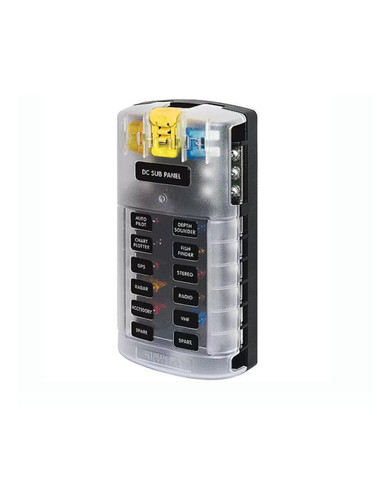 ATO/ATC Fuse Block w/Negative Bus - 12 Circuits with Cover | Marine