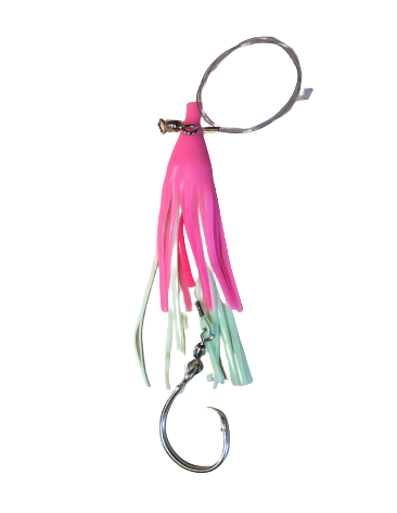 771-8 Halibut Double Skirt Pink Glow | rite-angle-fishing